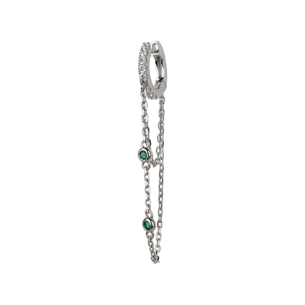 Strass Silver Circle green Earrings - Bobby Rose Jewelry